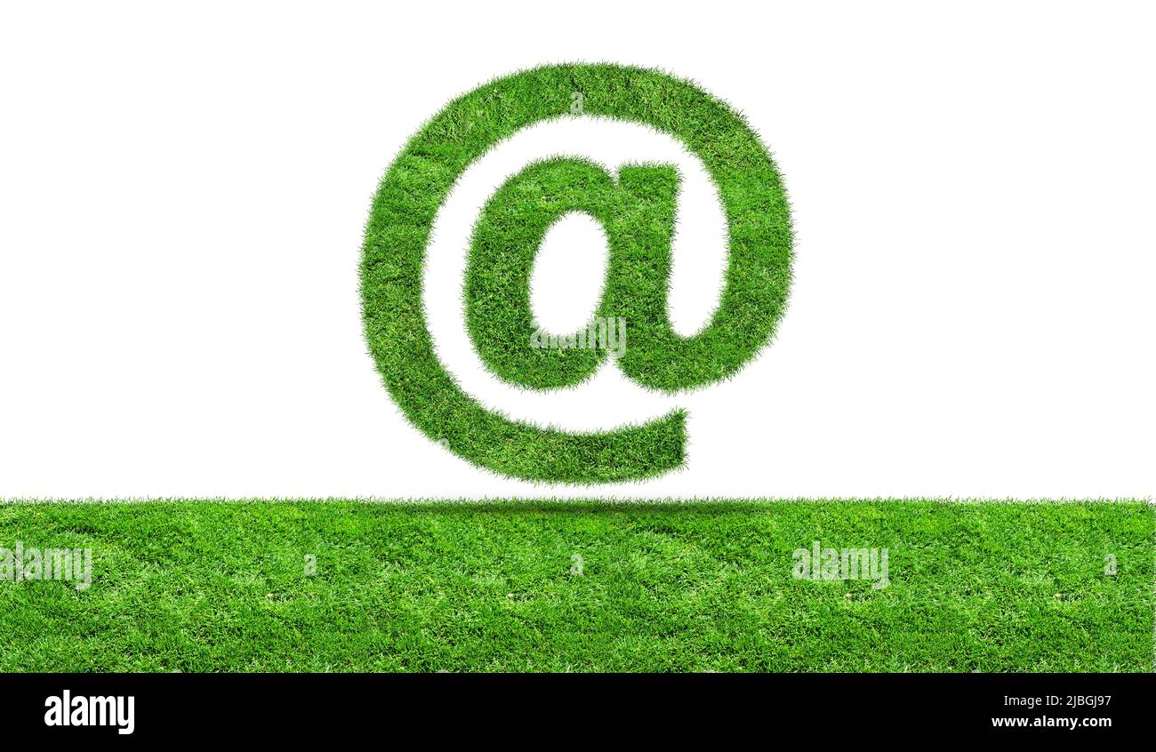 Email symbol made from green grass isolated on white background ...