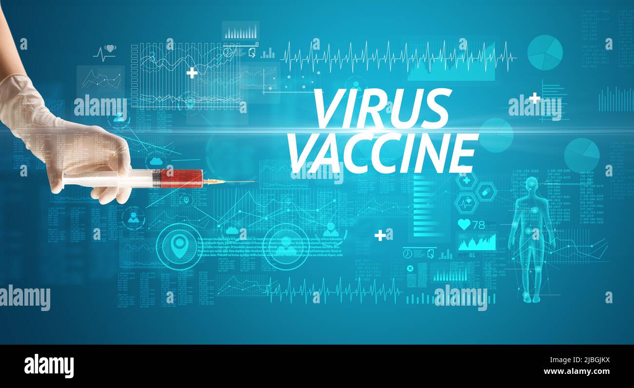 Syringe needle with virus vaccine Stock Photo - Alamy