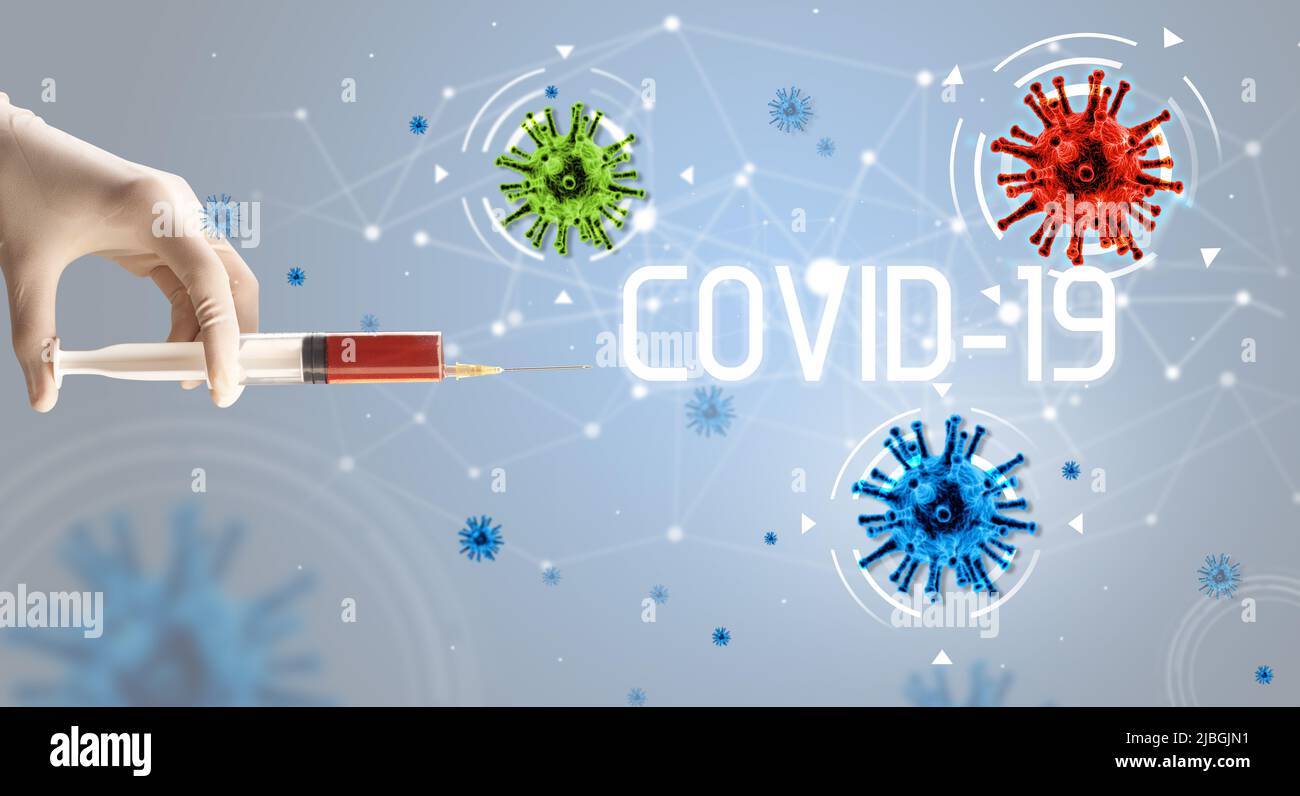 Syringe, medical injection in hand, coronavirus vaccine concept Stock ...