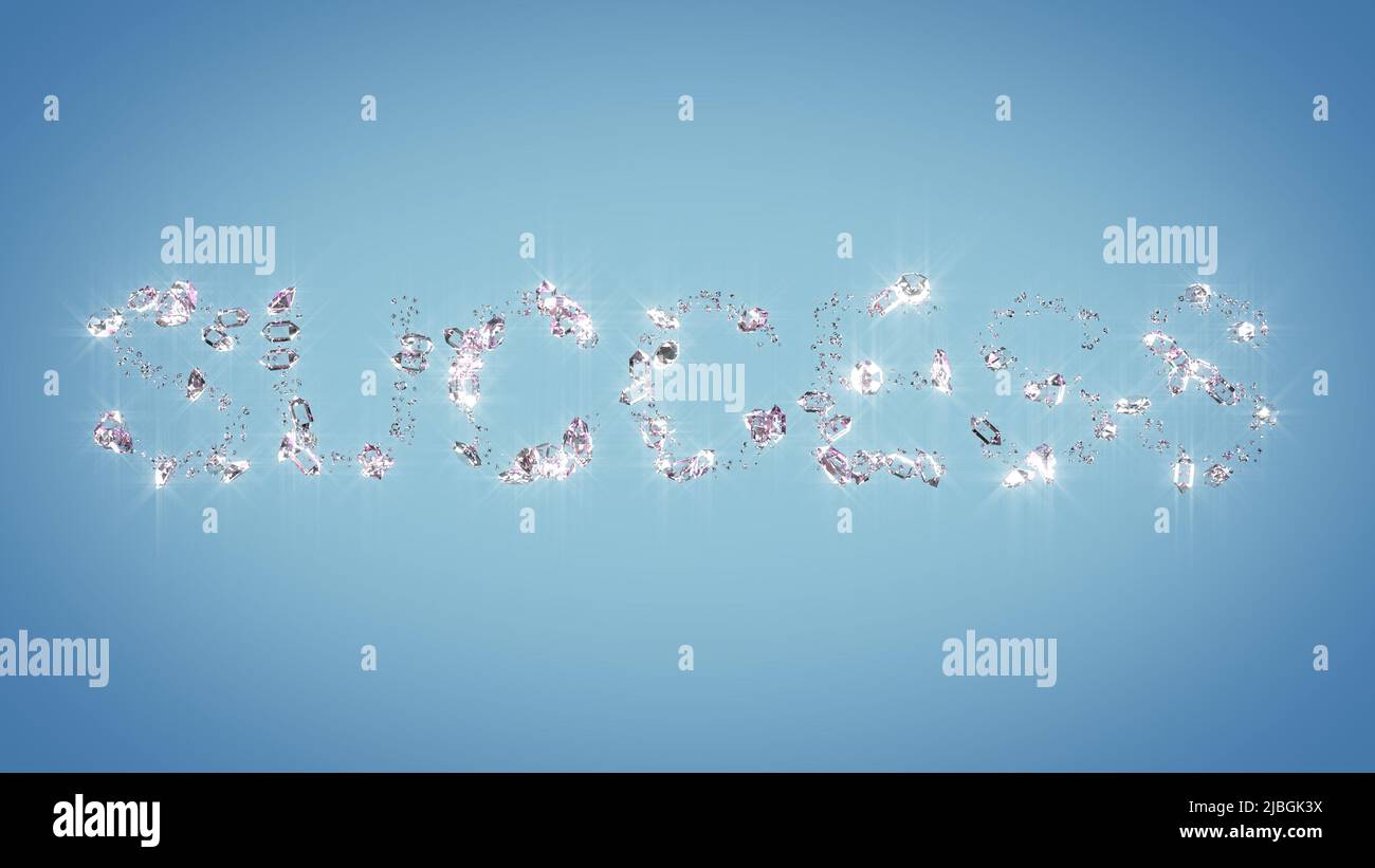success - diamond text on light blue background - abstract 3D ...