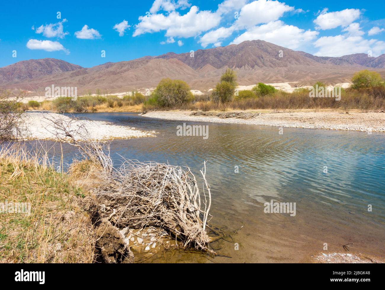River among the mountains. Calm transparent ovda. Summer landscape ...