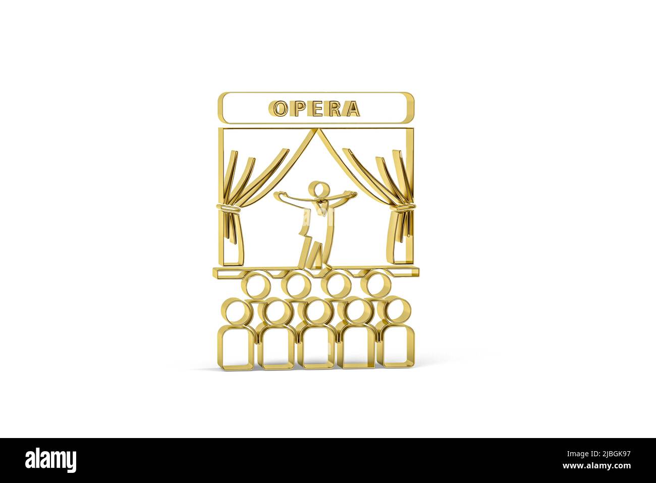 Golden 3d opera singer icon isolated on white background - 3d render ...