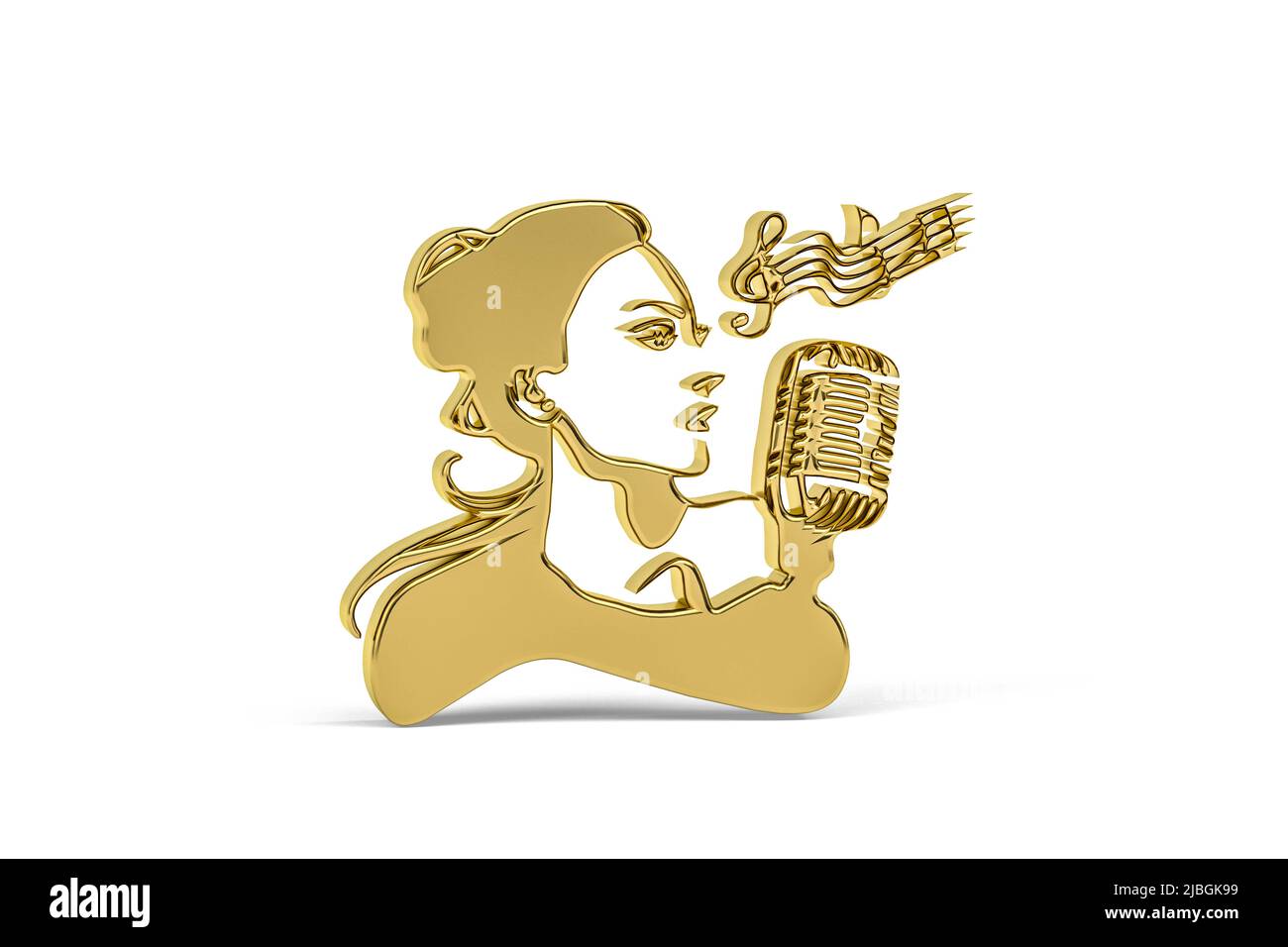 Golden 3d opera singer icon isolated on white background - 3d render ...