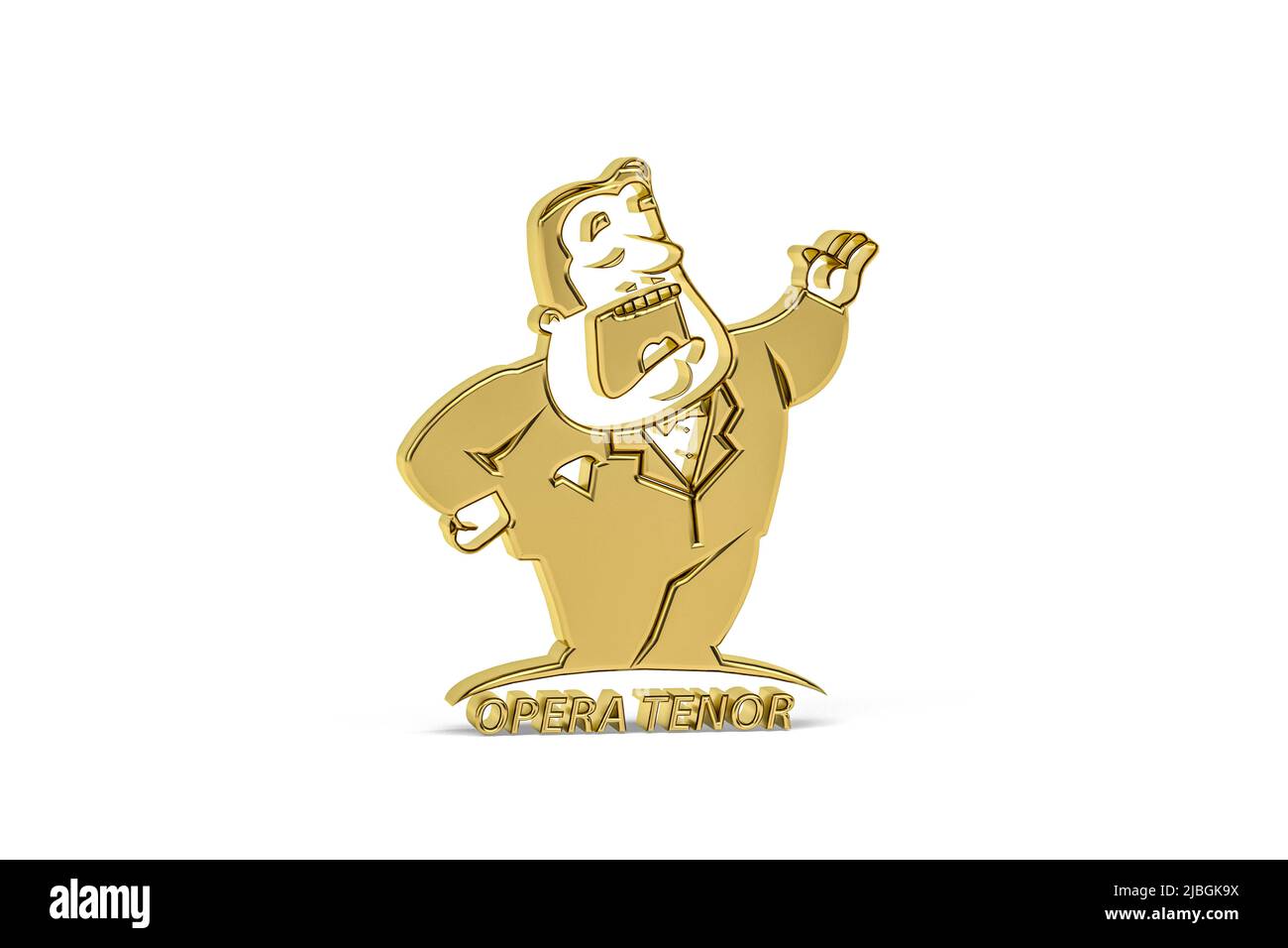 Golden 3d opera singer icon isolated on white background - 3d render ...