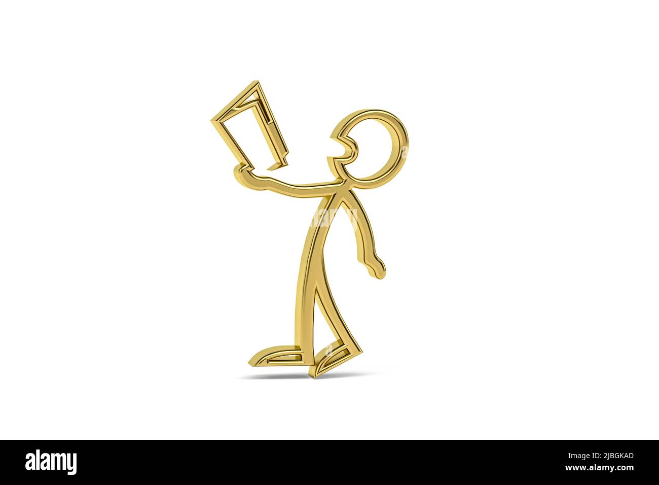 Golden 3d opera singer icon isolated on white background - 3d render ...