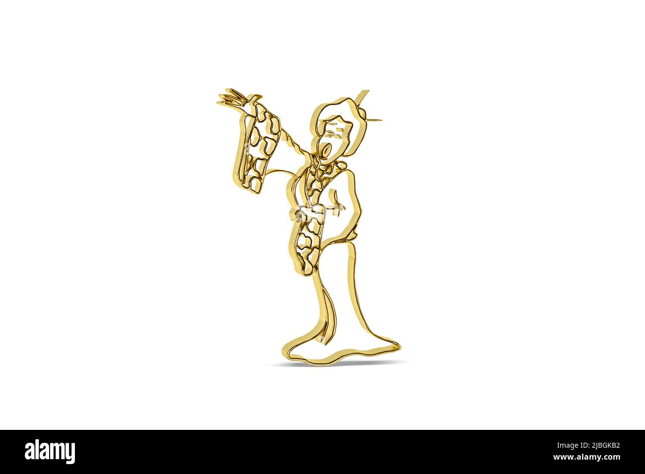 Golden 3d opera singer icon isolated on white background - 3d render ...