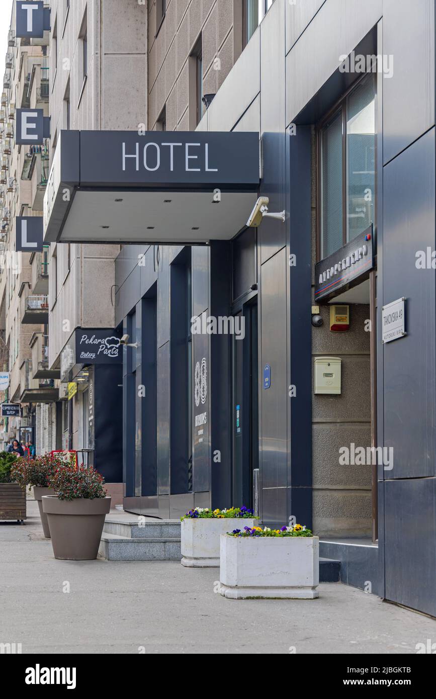 Belgrade, Serbia - March 15, 2022: Entrance to Modern Hotel Eighty ...