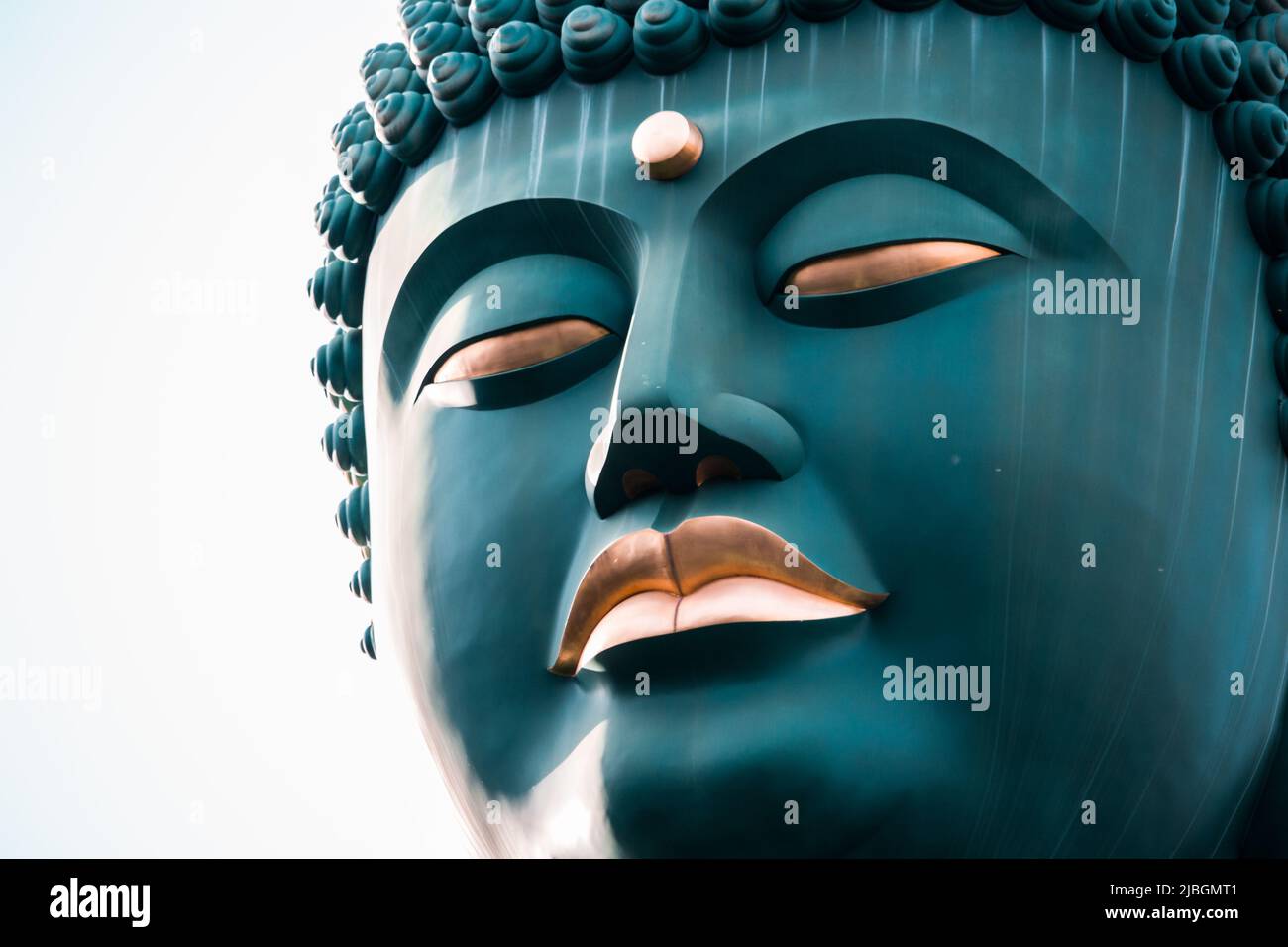 Face of Nagoya Daibutsu statue, was built in 1987, in Toganji, Nagoya ...