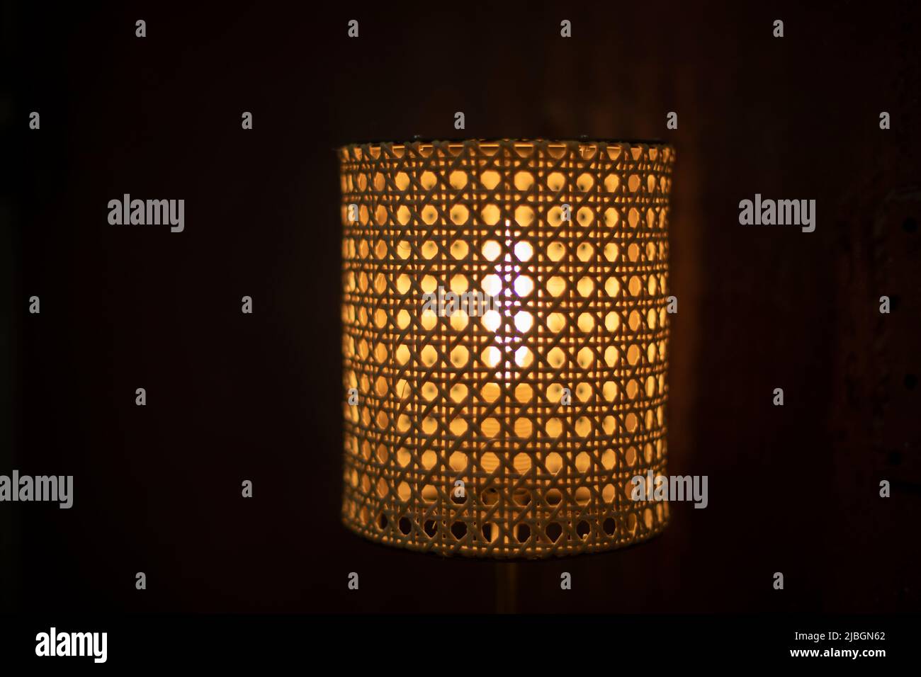 Lamp made of wood. Light through grid. Design of lighting equipment ...