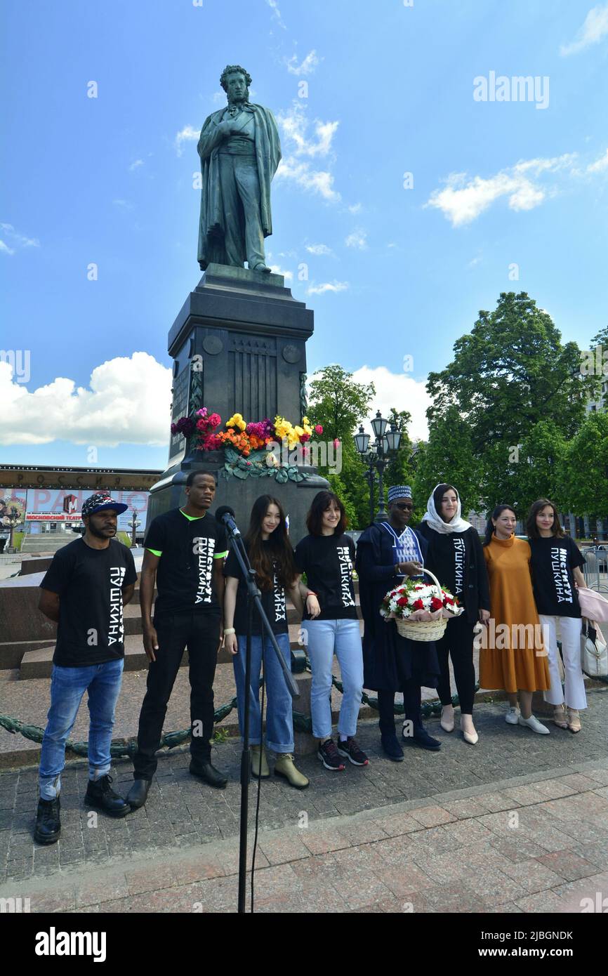 Celebrating the birthday of Alexander Pushkin.Pushkinskaya sq ...