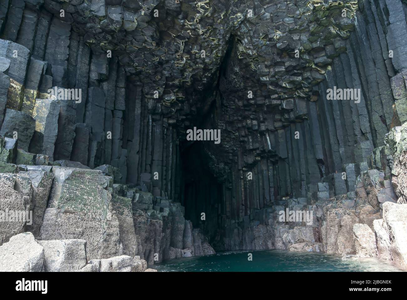 Fingal's cave, Staffa Island, showing basalt columns, Scotland, United ...