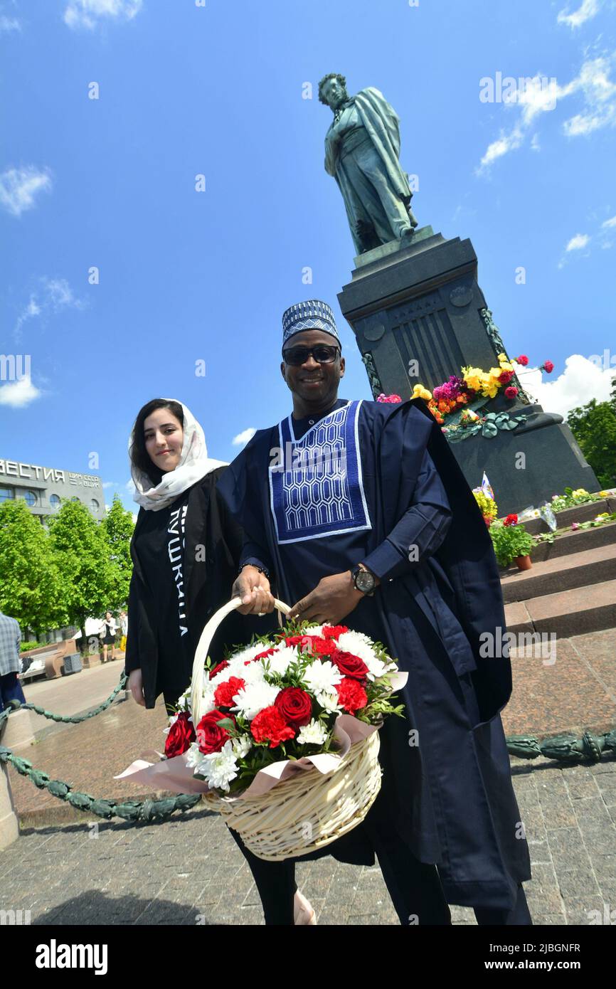 Celebrating the birthday of Alexander Pushkin.Pushkinskaya sq ...