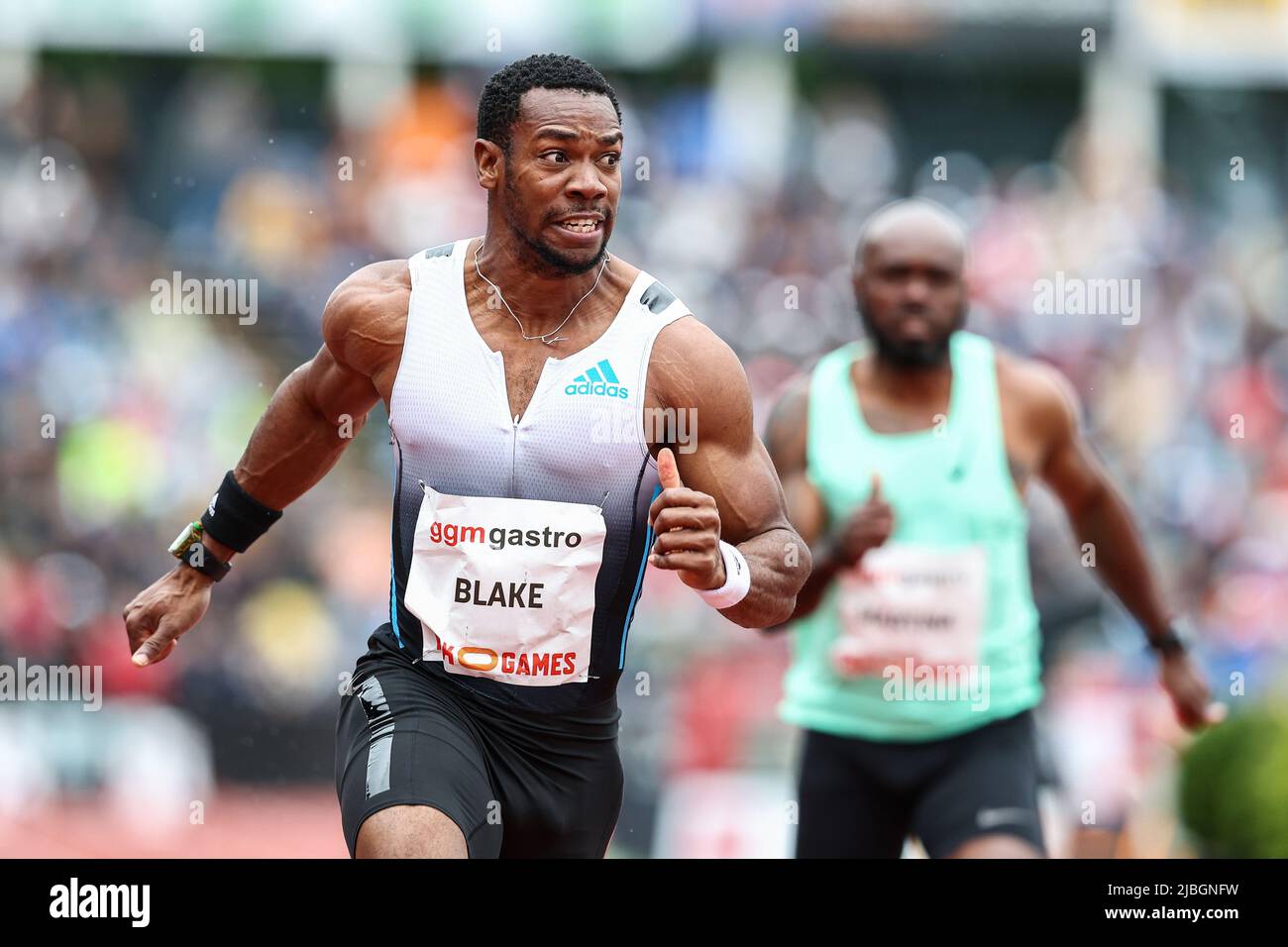 HENGELO - Winner Yohan Blake in action in the men's 100 meter event ...