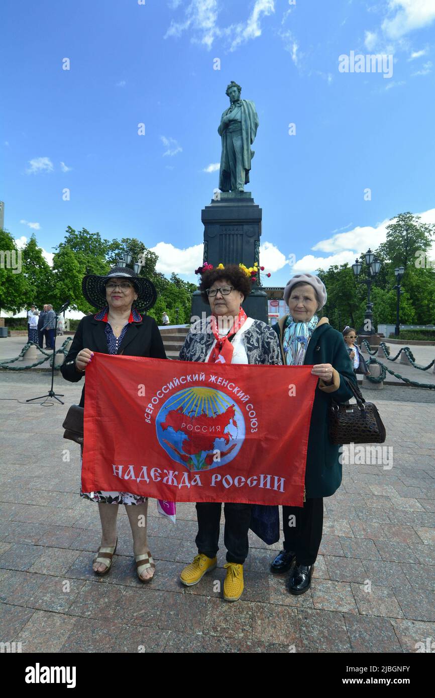 Celebrating the birthday of Alexander Pushkin.Pushkinskaya sq ...