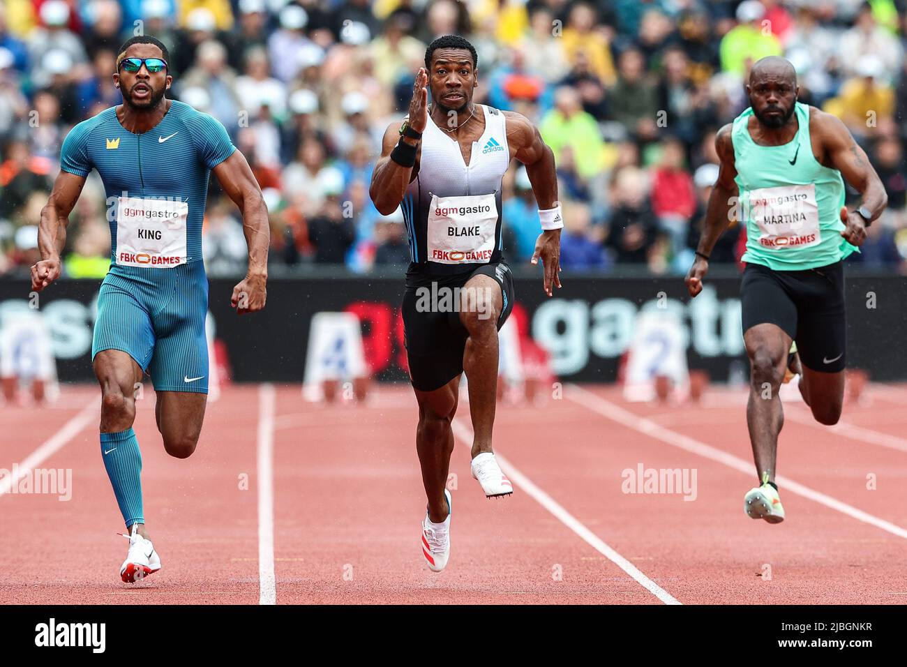 HENGELO - Kyree King, Yohan Blake and Churandy Martina in action in the ...