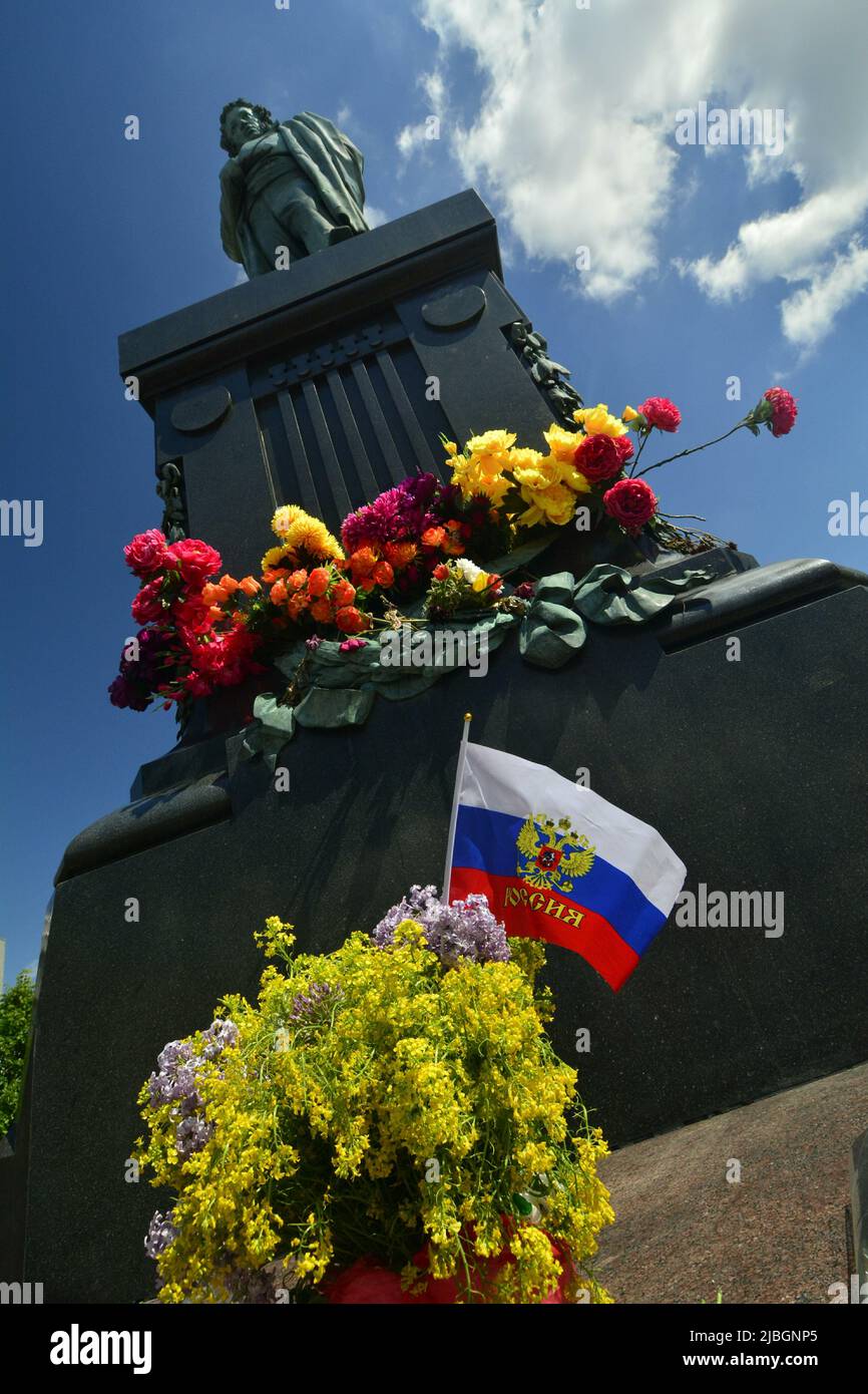 Celebrating the birthday of Alexander Pushkin.Pushkinskaya sq ...