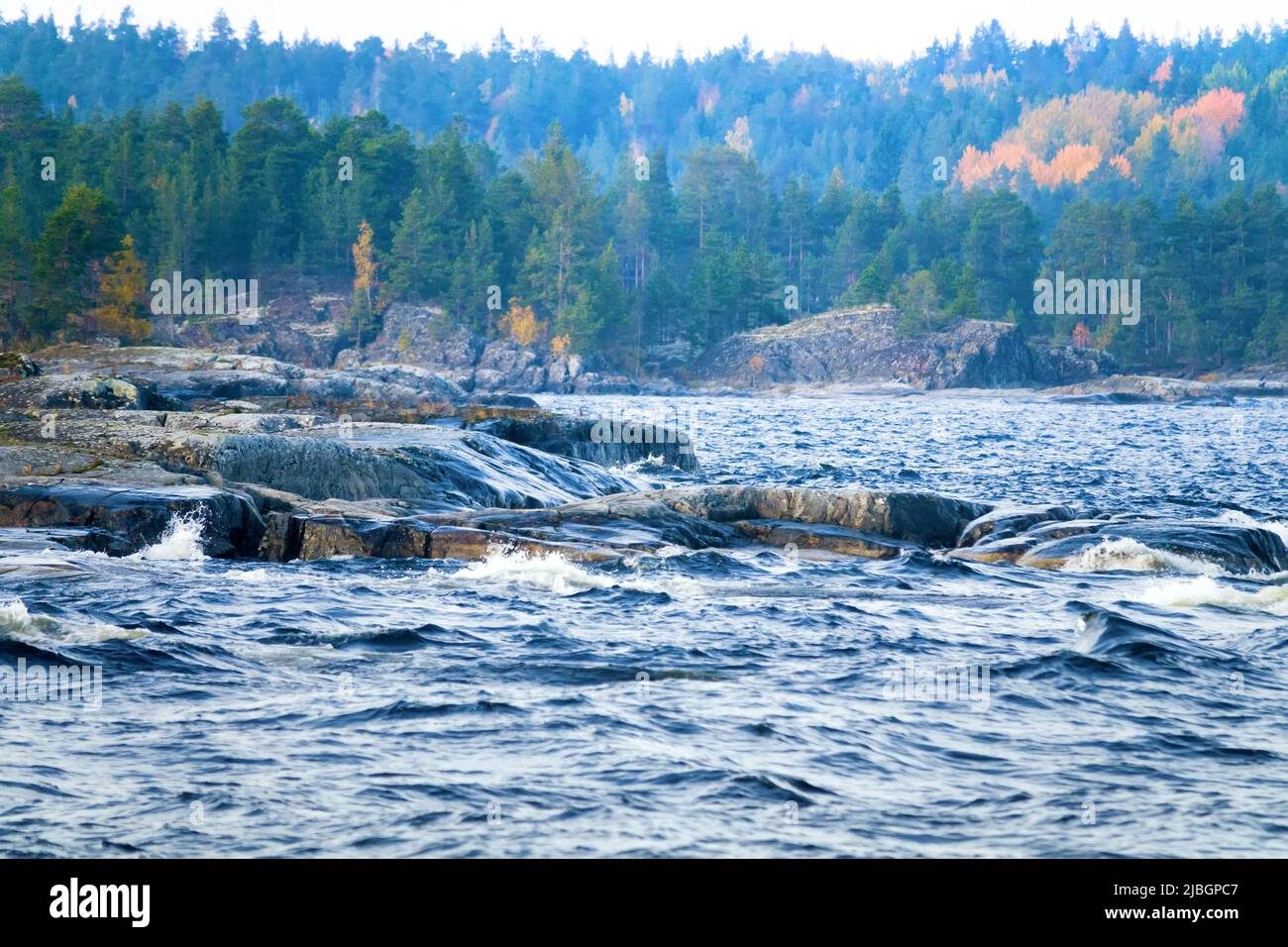 Baltic crystalline shield, esker. Glaciated landscape (glacial plaining ...