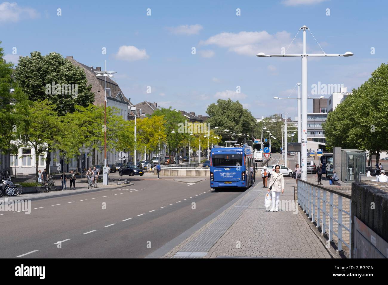 'Maasboulevard' with tunnel underneath in Maastricht, blue Arriva bus ...