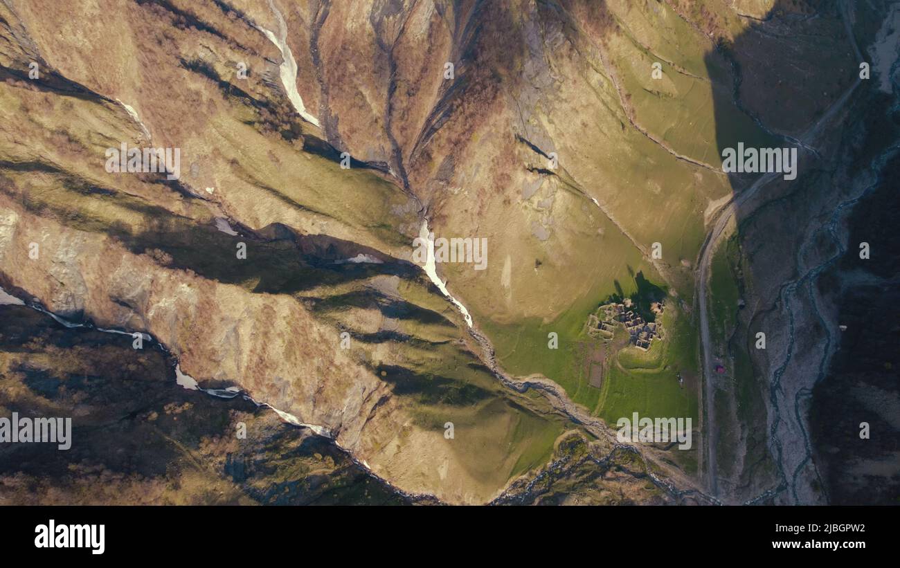 a beautiful landscape of Caucasus mountains and gorge, Georgia, Europe ...