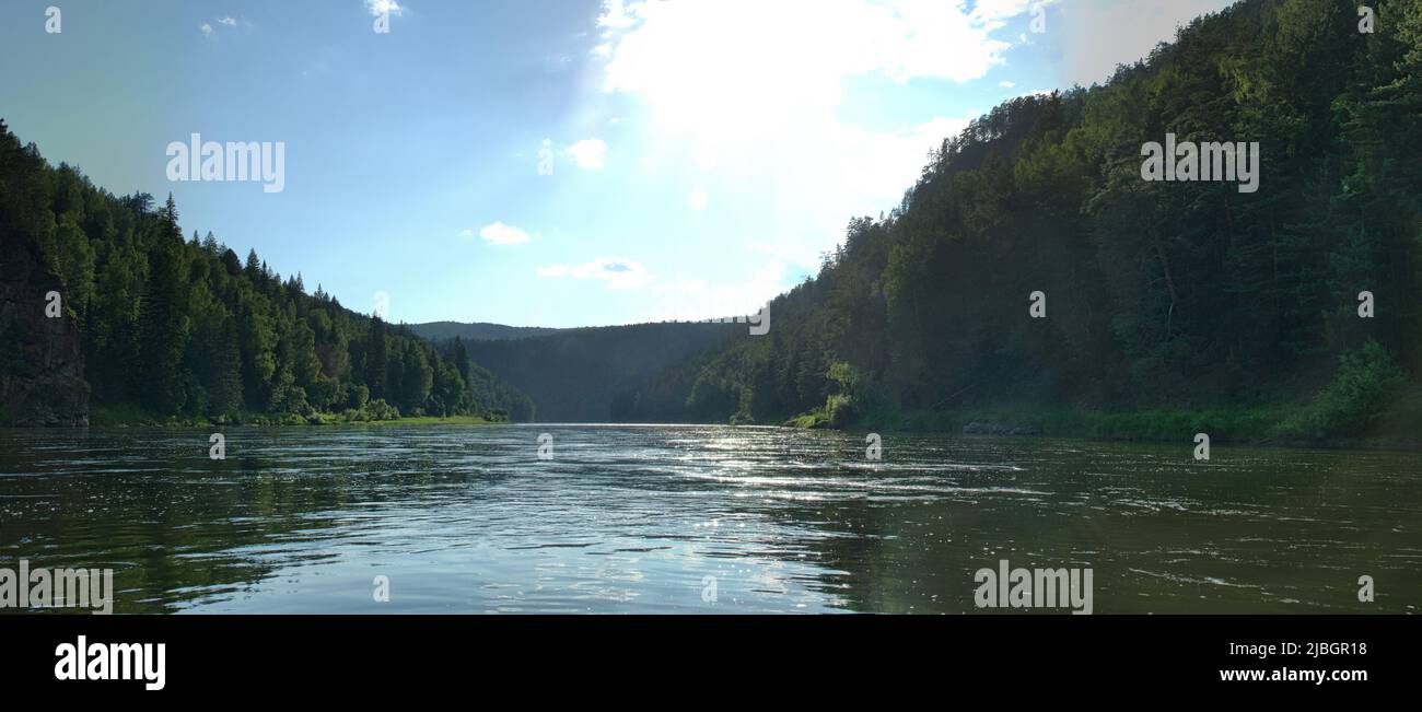 Geography, potamology. Middle Siberia (south part). Panorama of ...