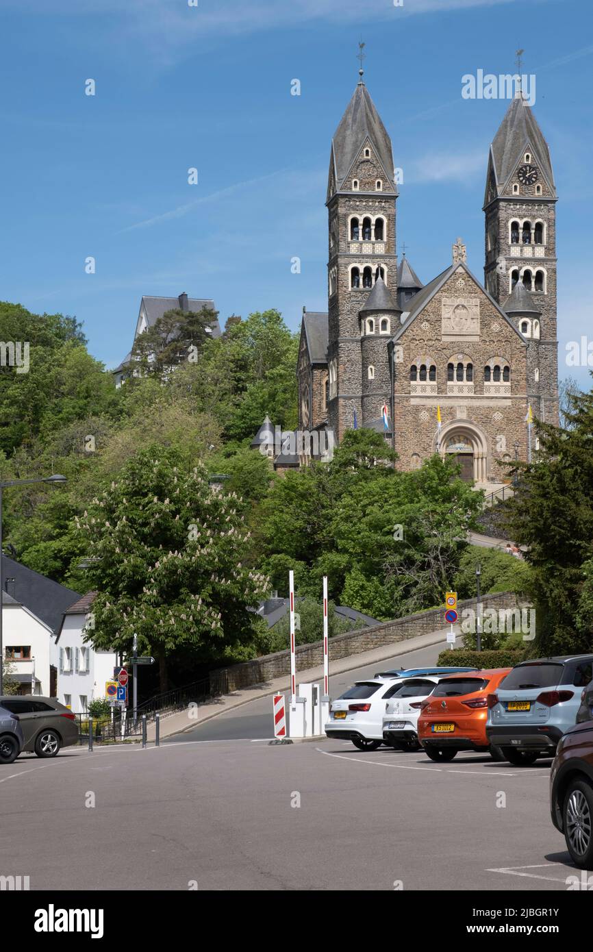 Facade of the 19th Century Neo Romanesque Clervaux Abbey, Monastery of ...