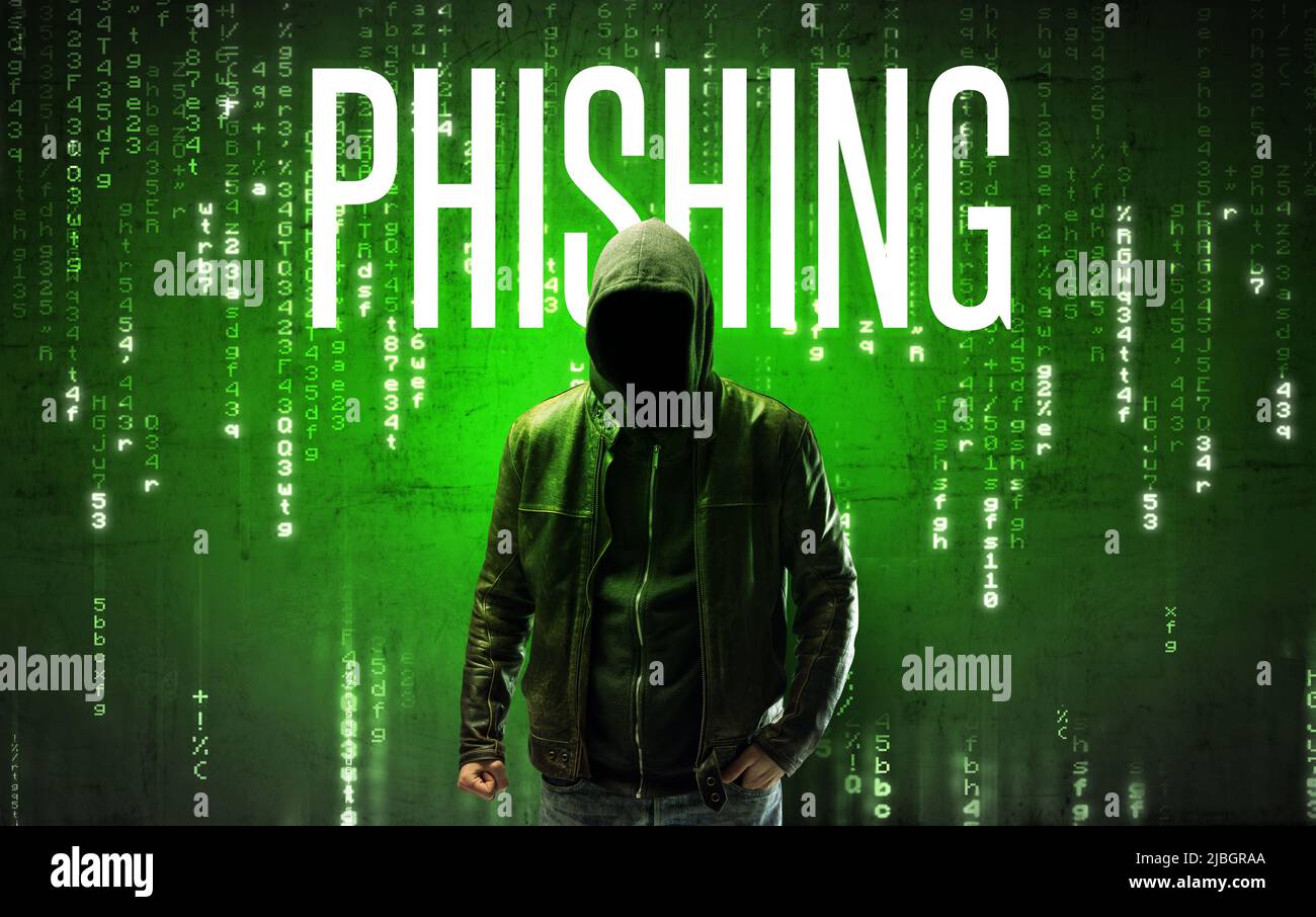 Faceless hacker with inscription concept Stock Photo - Alamy