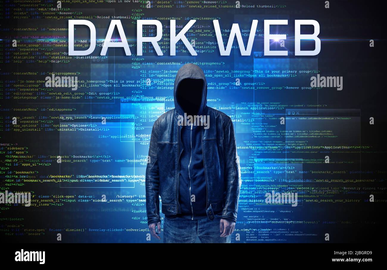 Faceless hacker on code background Stock Photo - Alamy