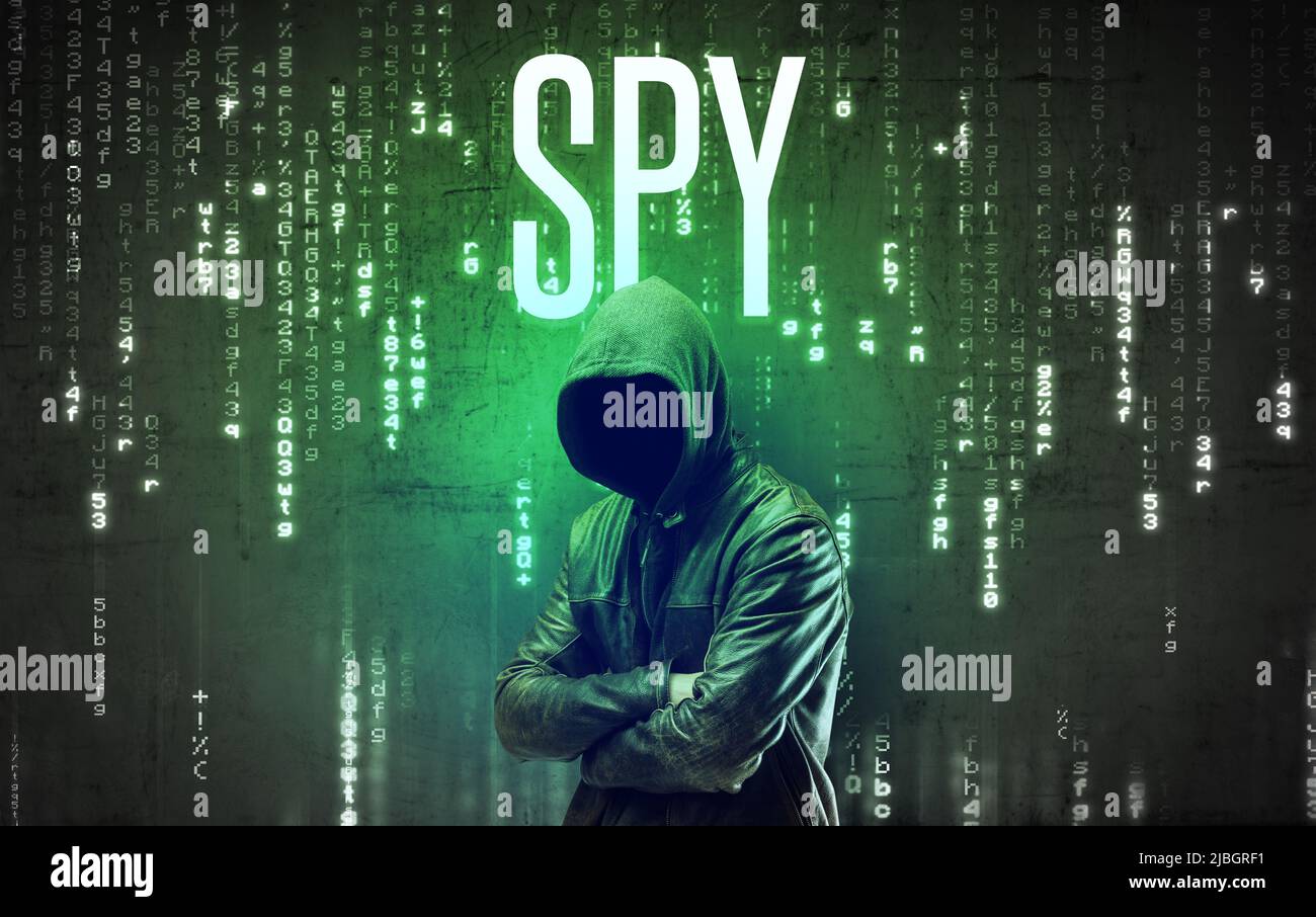 Faceless hacker with inscription concept Stock Photo - Alamy