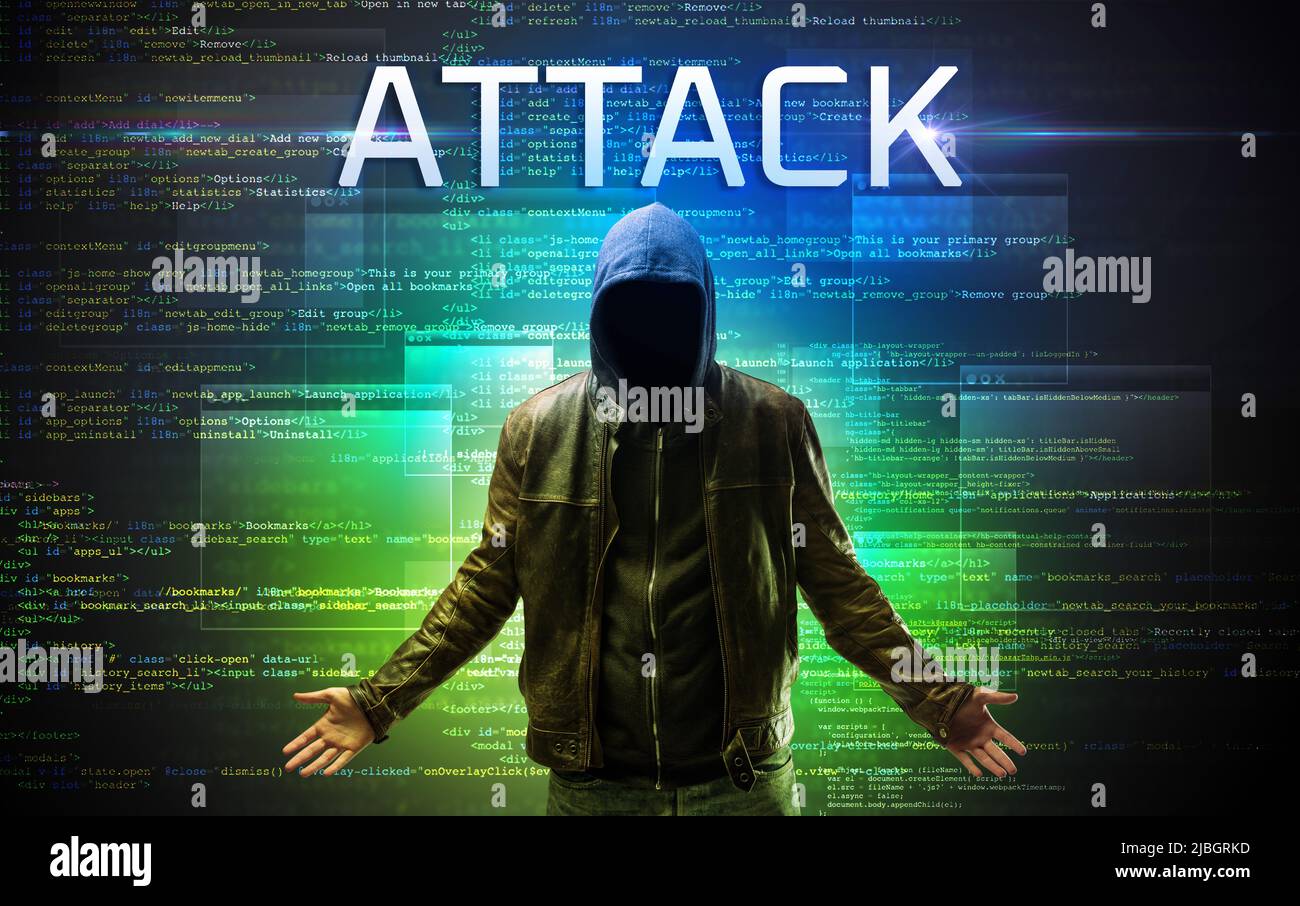 Faceless hacker on code background Stock Photo - Alamy