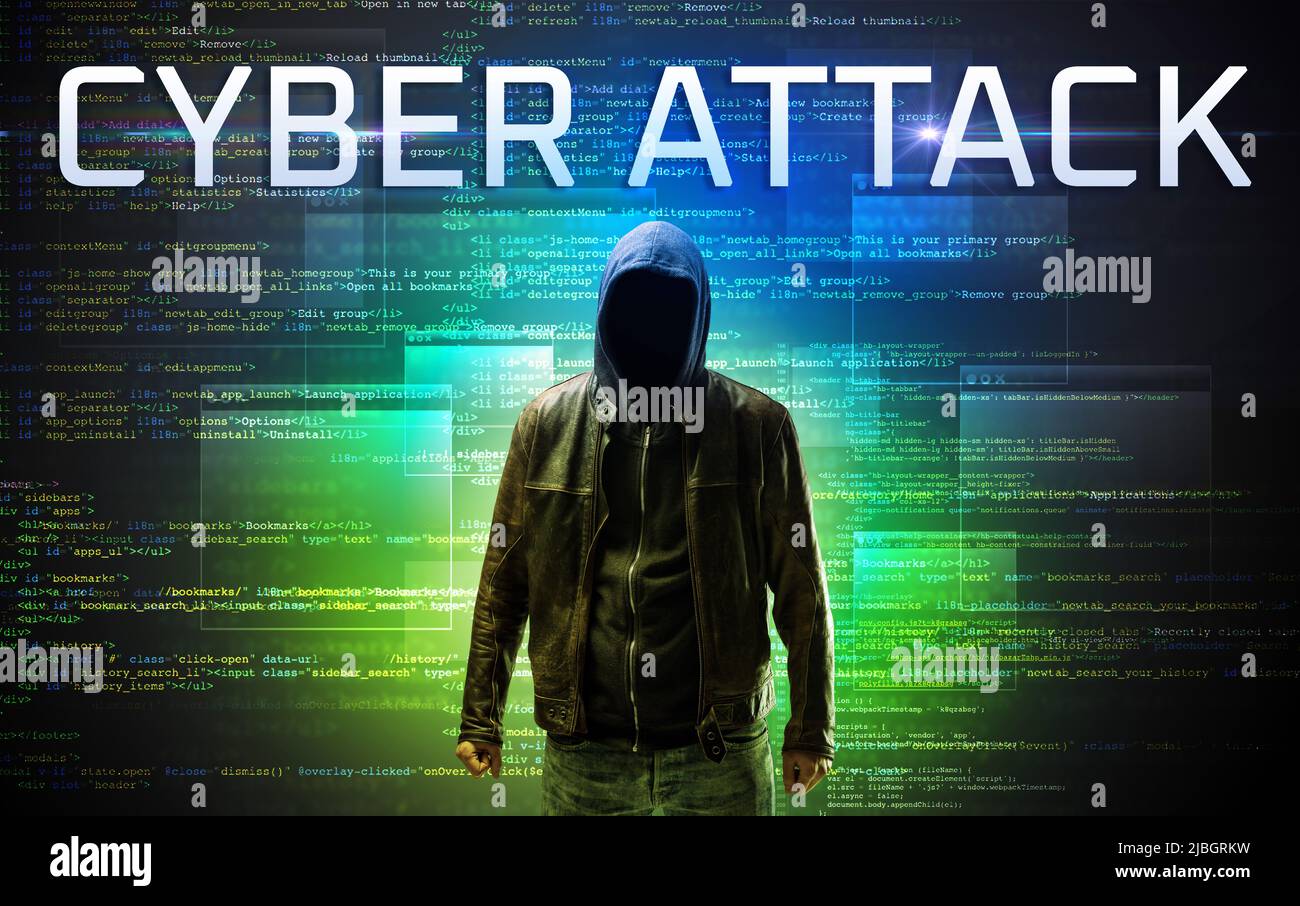 Faceless hacker on code background Stock Photo - Alamy