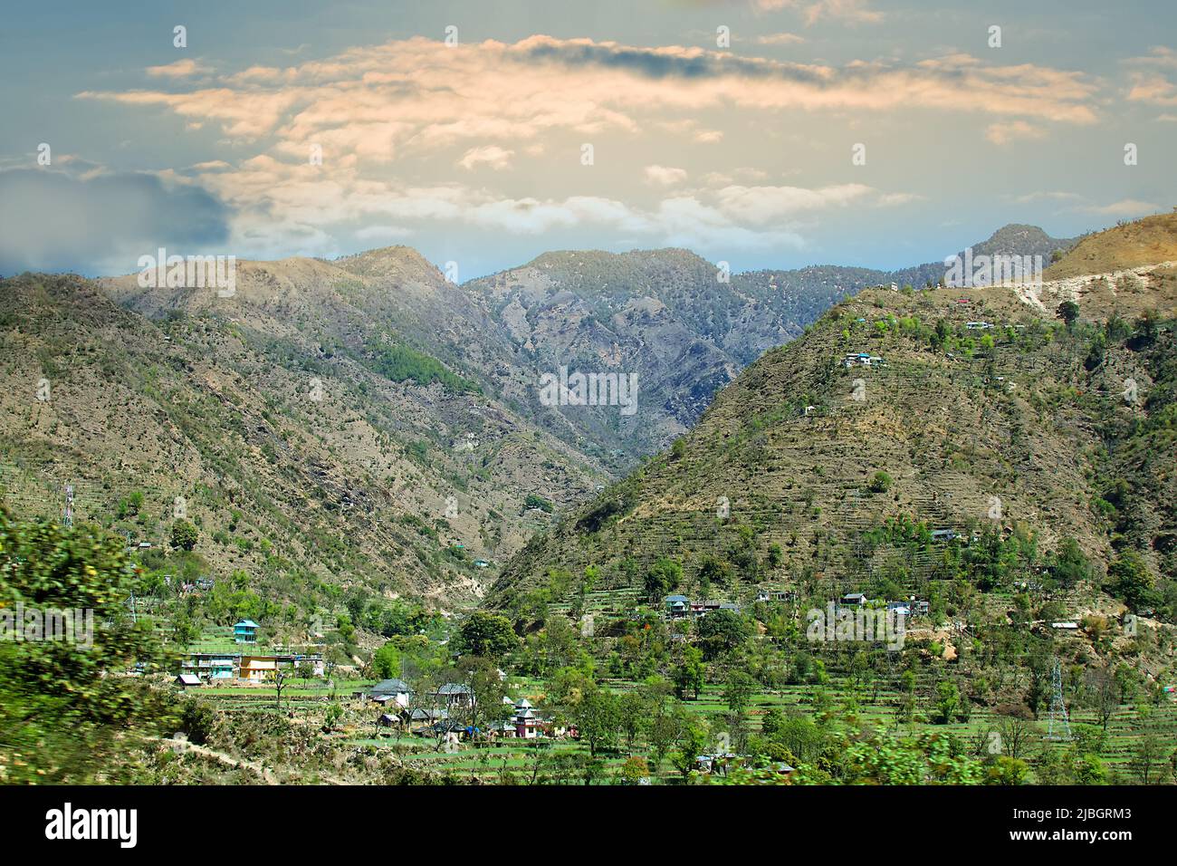 Mountain dry slopes and valleys in the Siwalik mountains, Pre-Himalayas ...