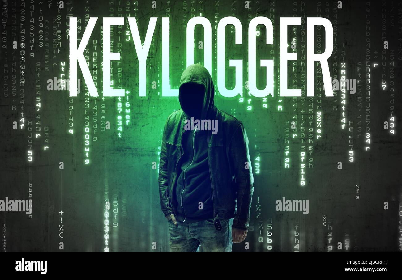 Faceless hacker with inscription concept Stock Photo - Alamy