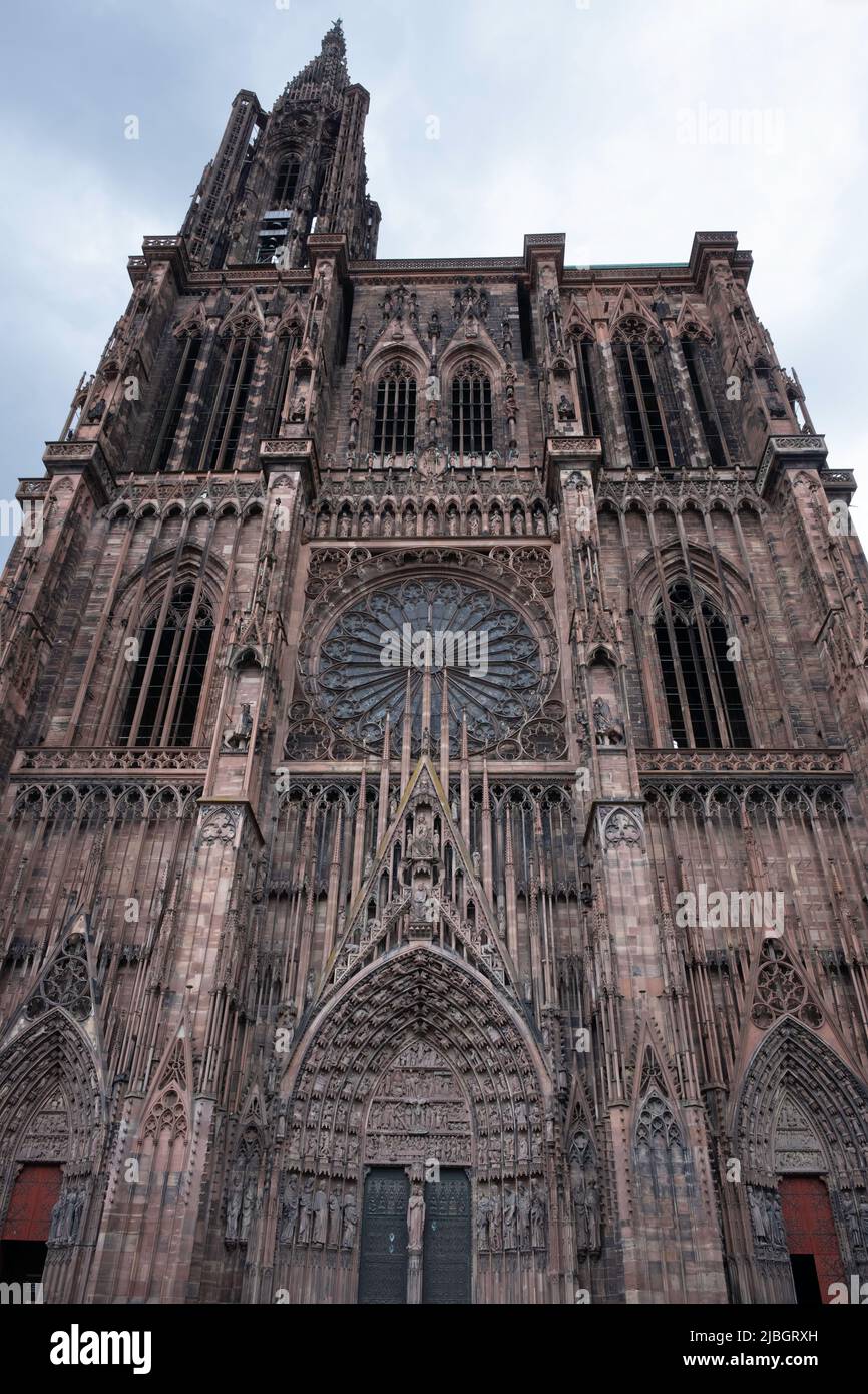 Facade of the Strasbourg Cathedral, one of the biggest and most famous ...