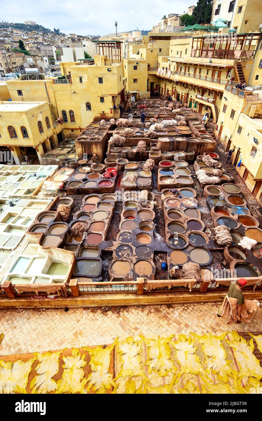 Morocco Fez. Chouara Tannery Stock Photo - Alamy