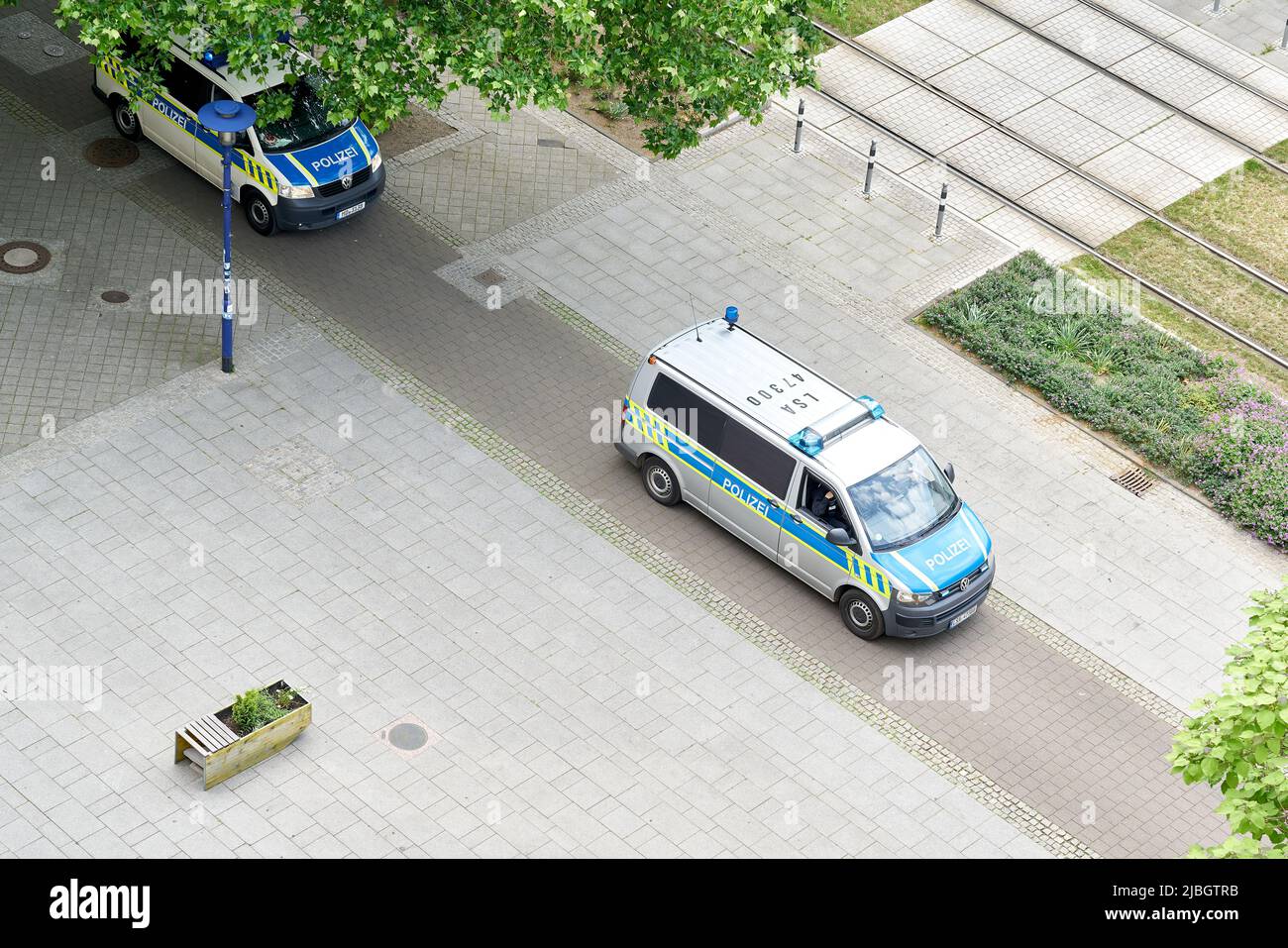 Police presence in the city center of Magdeburg in Germany Stock Photo ...