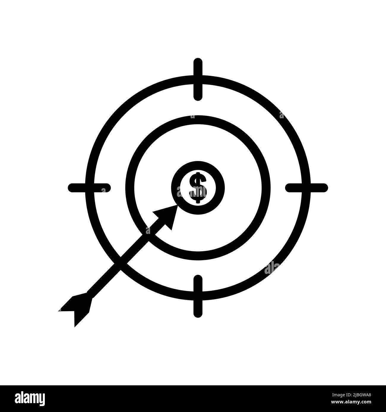 dollar icon vector with target. Business symbol, business target. line ...