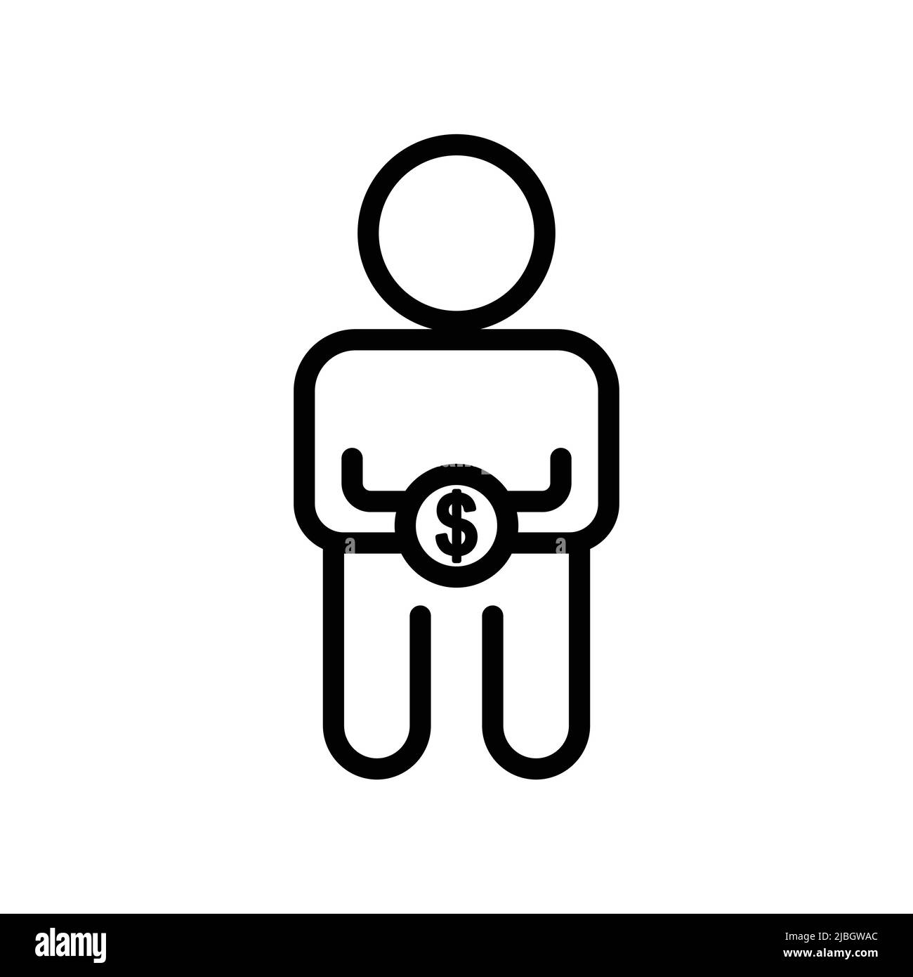 People icon vector with dollar. Business symbol, buy. line icon style ...