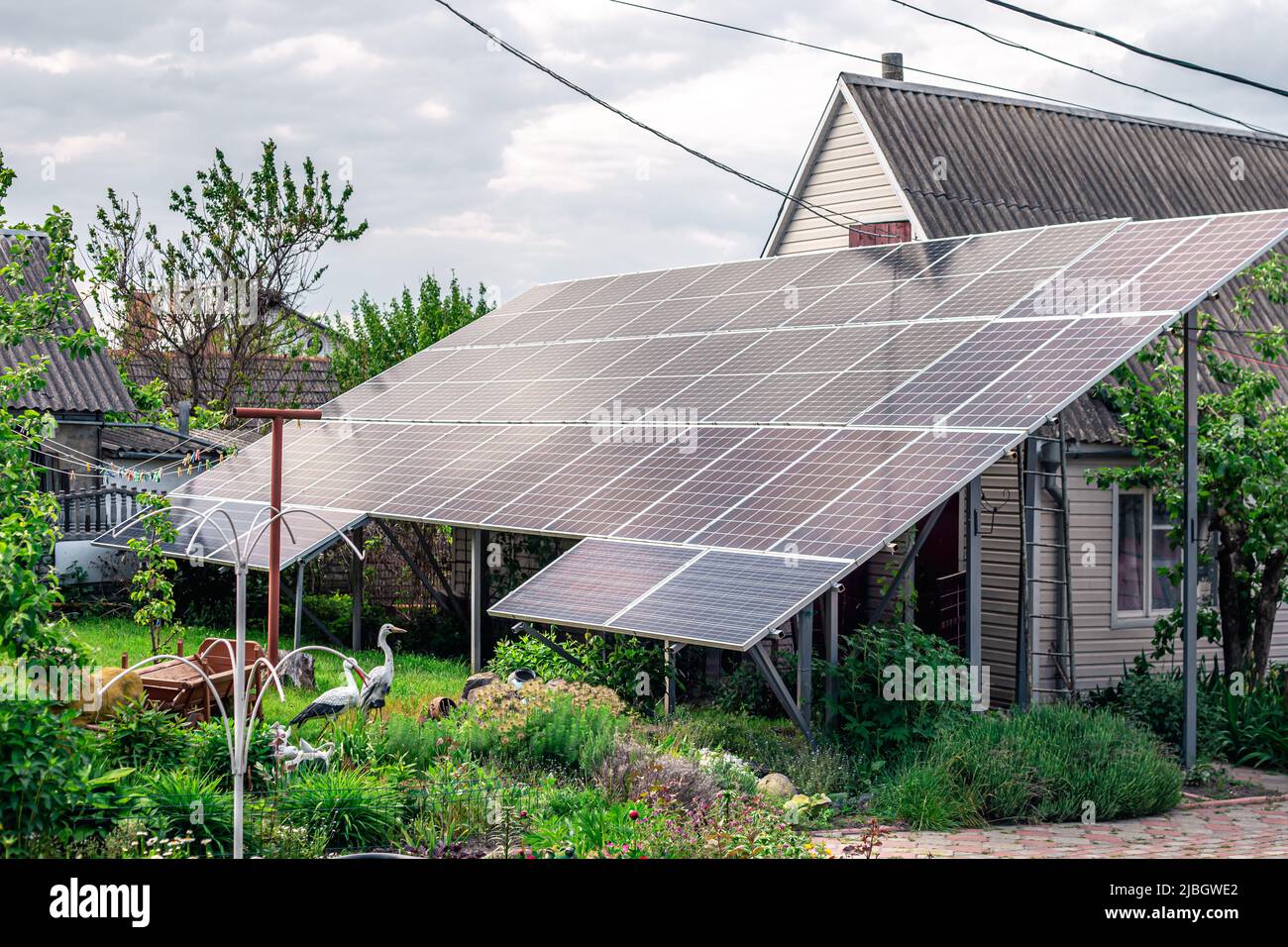 Solar system, solar panels near the house Stock Photo - Alamy