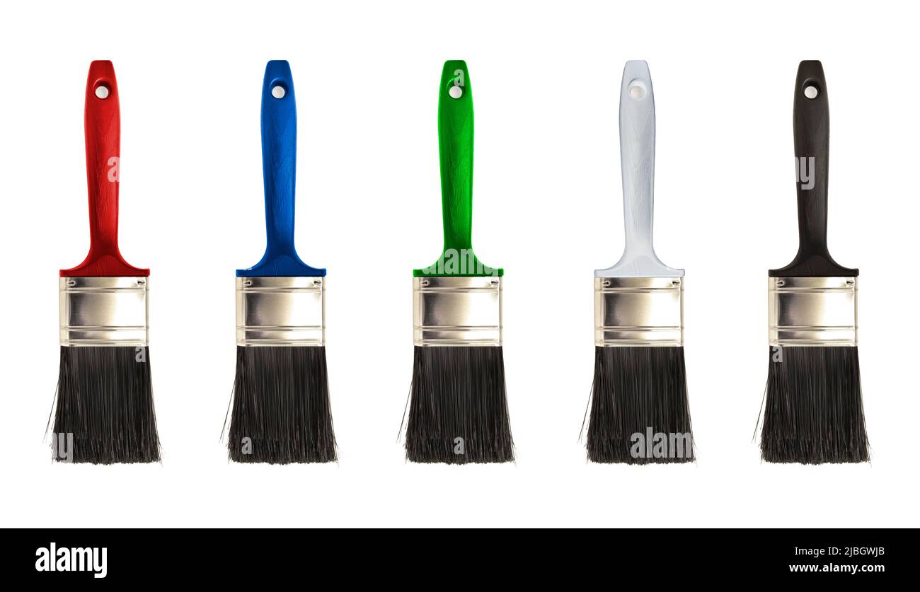 Set of colorful brush, on white background. Collection paintbrush ...