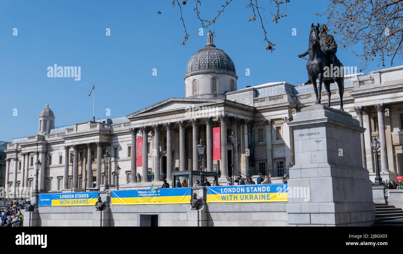 London, England. 26 March 2022. Stand with Ukraine at Trafalgar Square ...