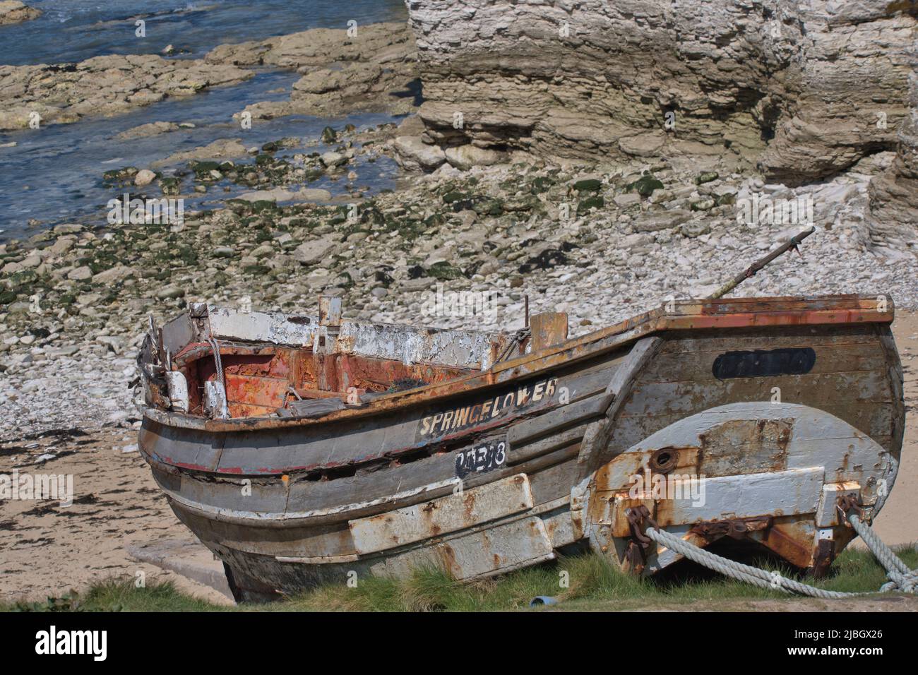 Old traditional Yorkshire fishing 'coble at North landing Stock Photo ...