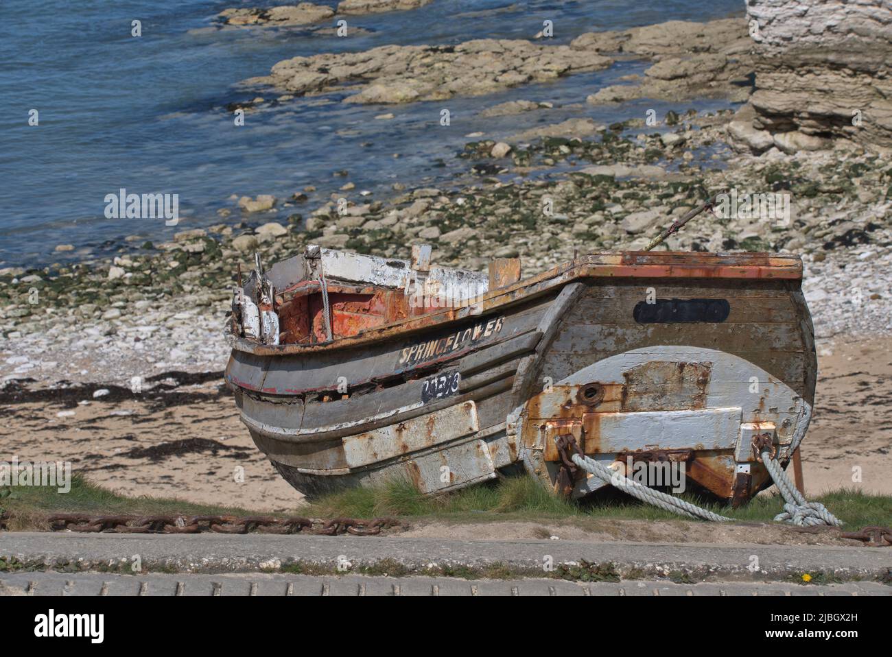 Old traditional Yorkshire fishing 'coble at North landing Stock Photo ...