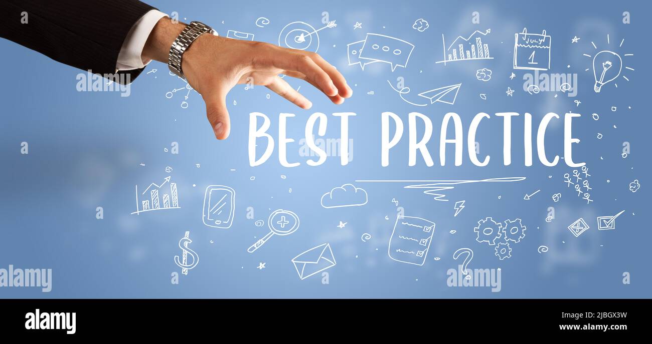 Close-Up of cropped hand pointing at business inscription Stock Photo ...