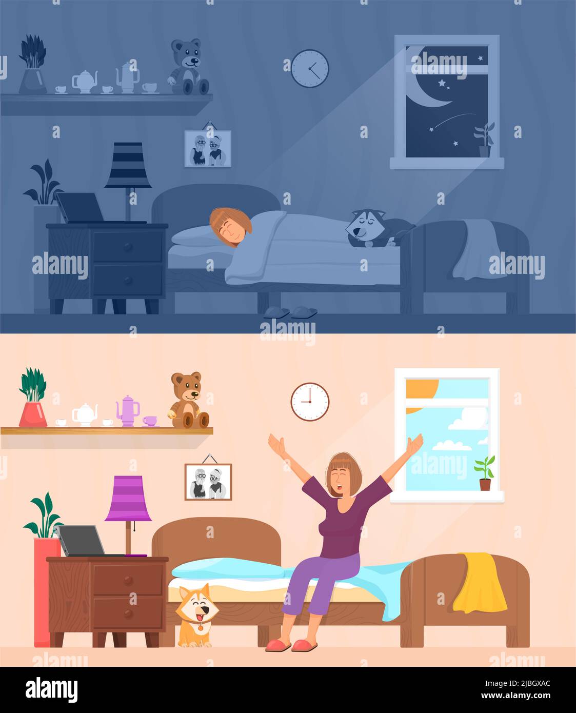 Woman Sleeping Sleep And Wake Up And Stretch In Bed Girl Healthy