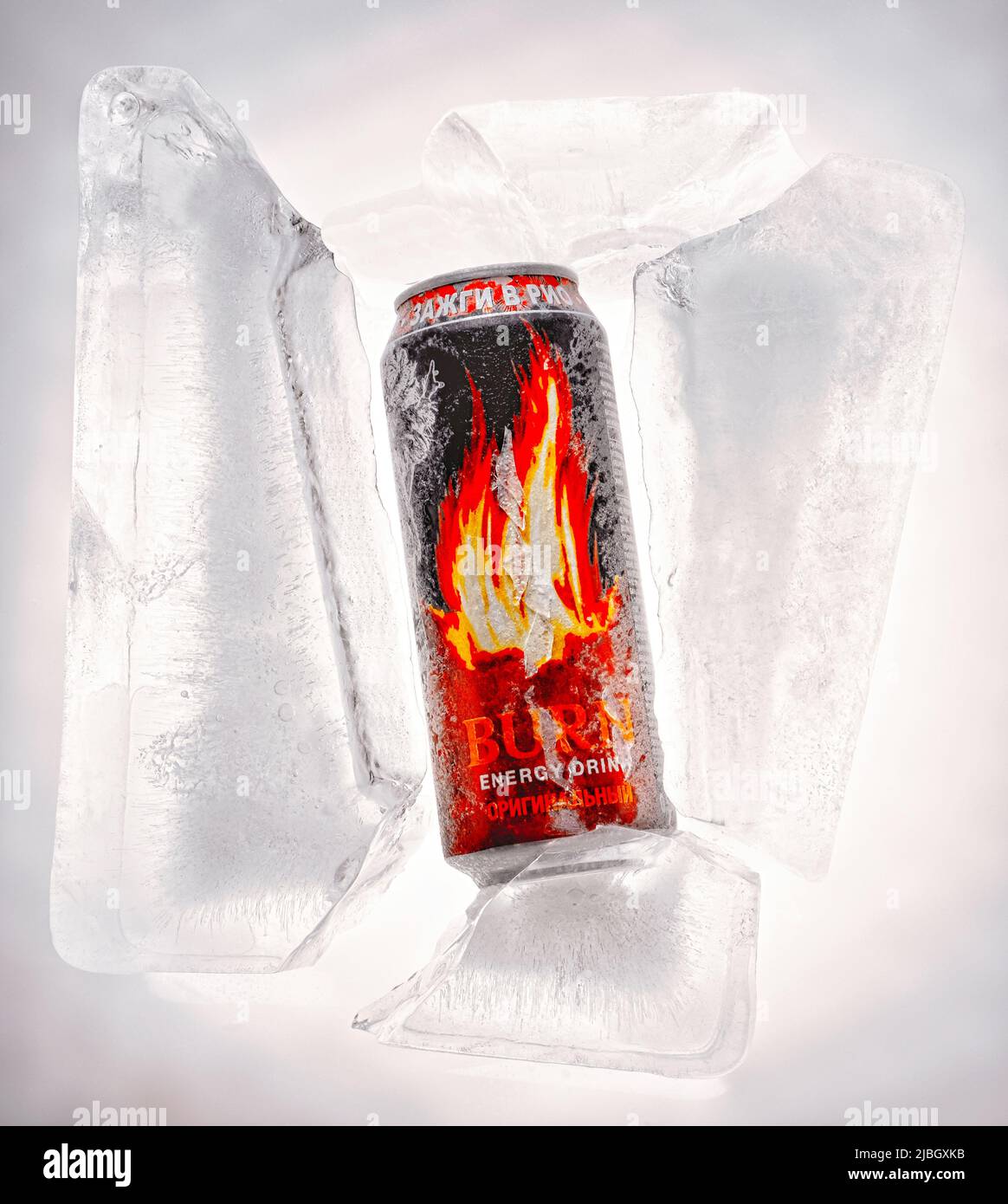 Stavropol, Russia, April 4, 2022: a Can of Burn Energy Drink Original ...
