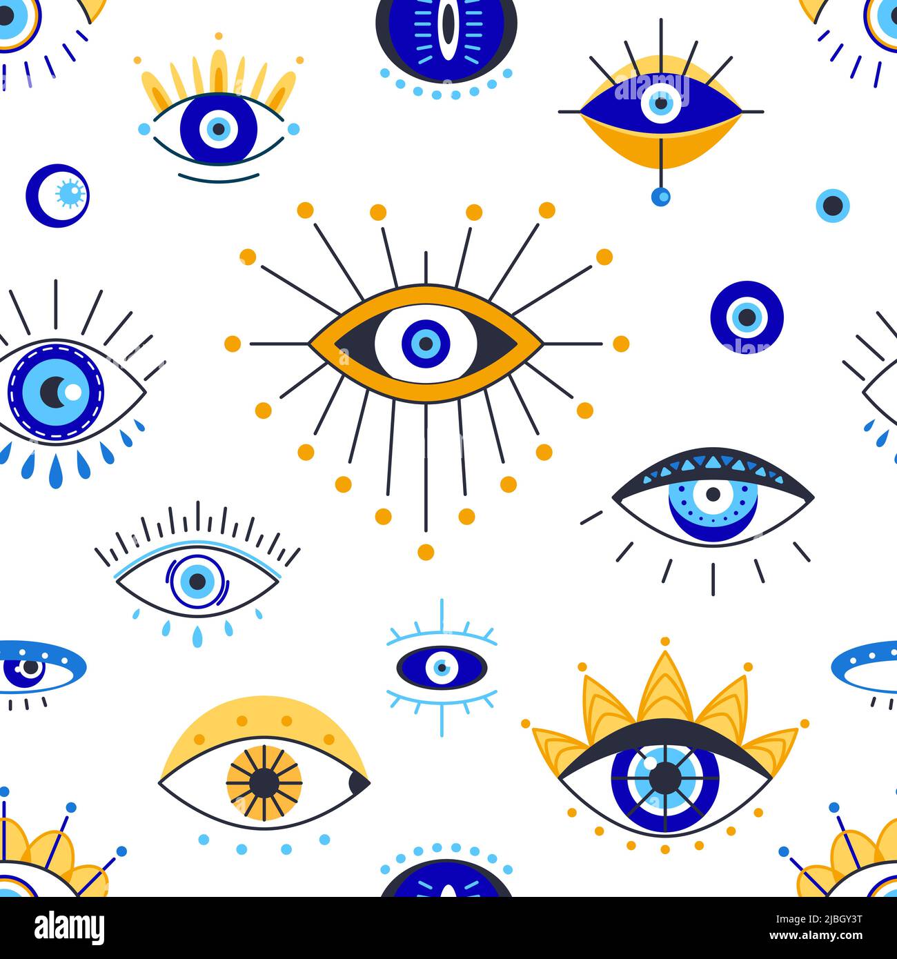 Occult eye seamless pattern. Evil eyes ornament, greece fashion mascot ...