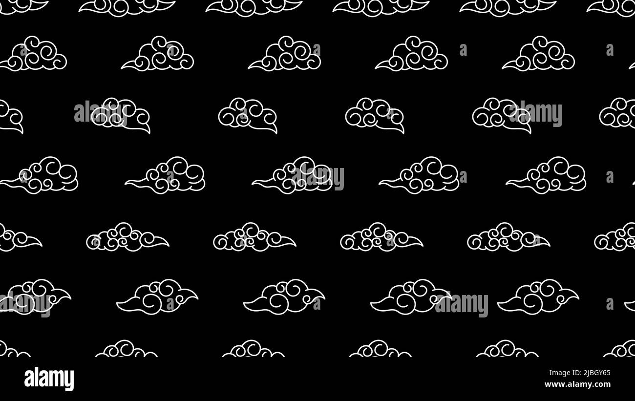 Decorative asian clouds, oriental abstract line cloud seamless pattern ...