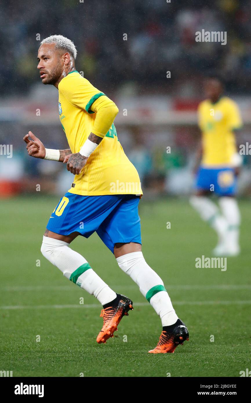 Tokyo, Japan. 6th June, 2022. Neymar Jr (10) of Brazil in action duringÂ KIRIN CHALLENGE CUP ...
