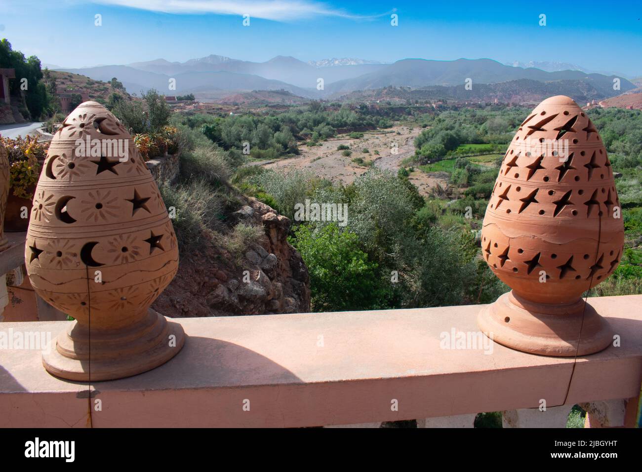 Panorama of Marrakesh mountain range in Morocco Africa during spring ...