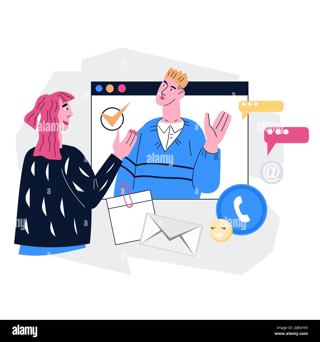 Online business meeting and team corporate communication. Colleagues ...